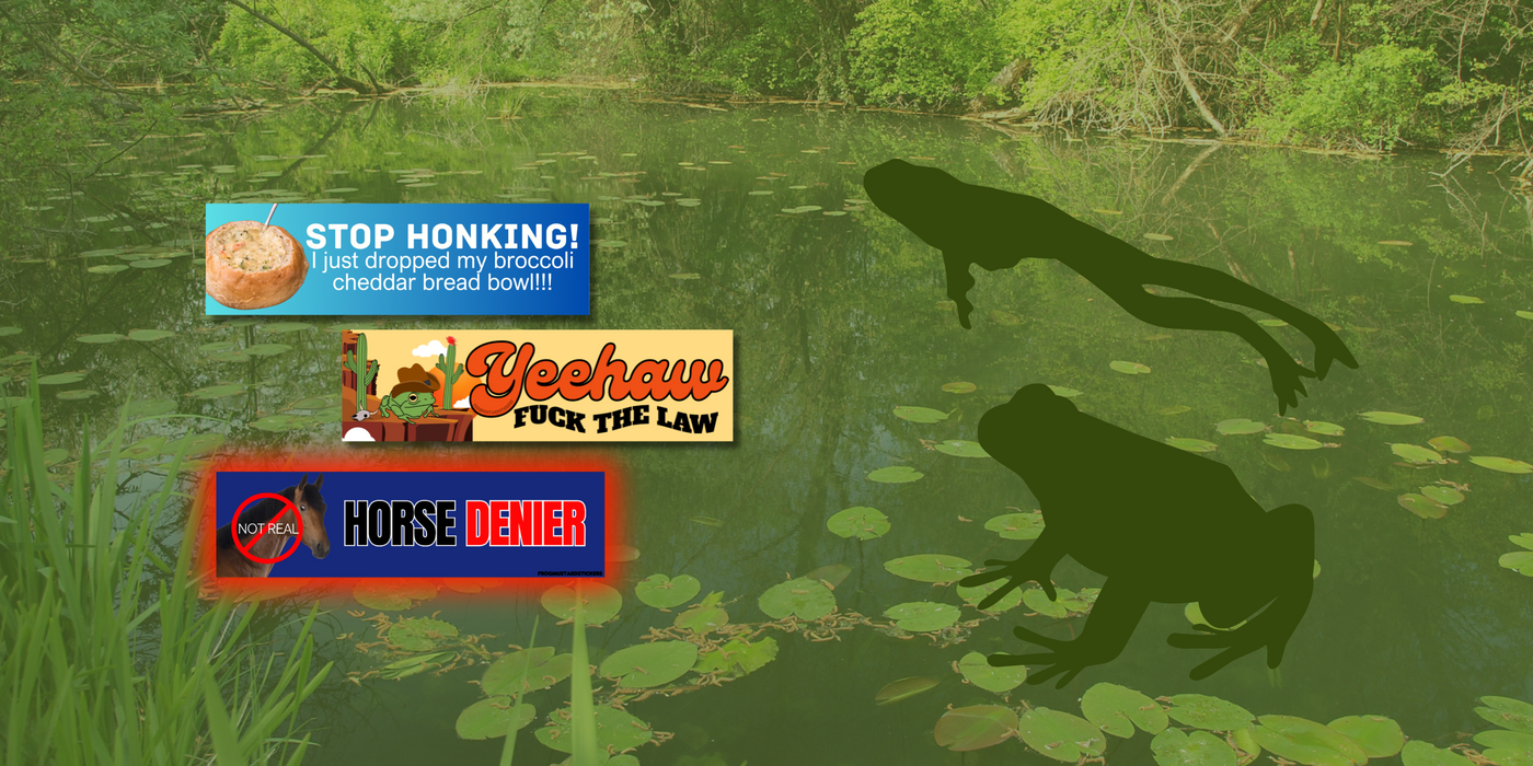 Frog Mustard Stickers | Unhinged Vinyl Bumper Stickers & Magnets