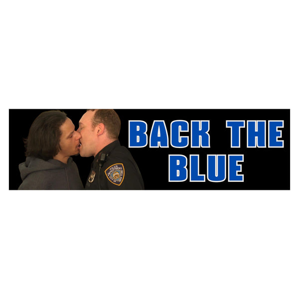 Funny Back the Blue Sticker | Eric Andre Kissing a Cop Vinyl Decal